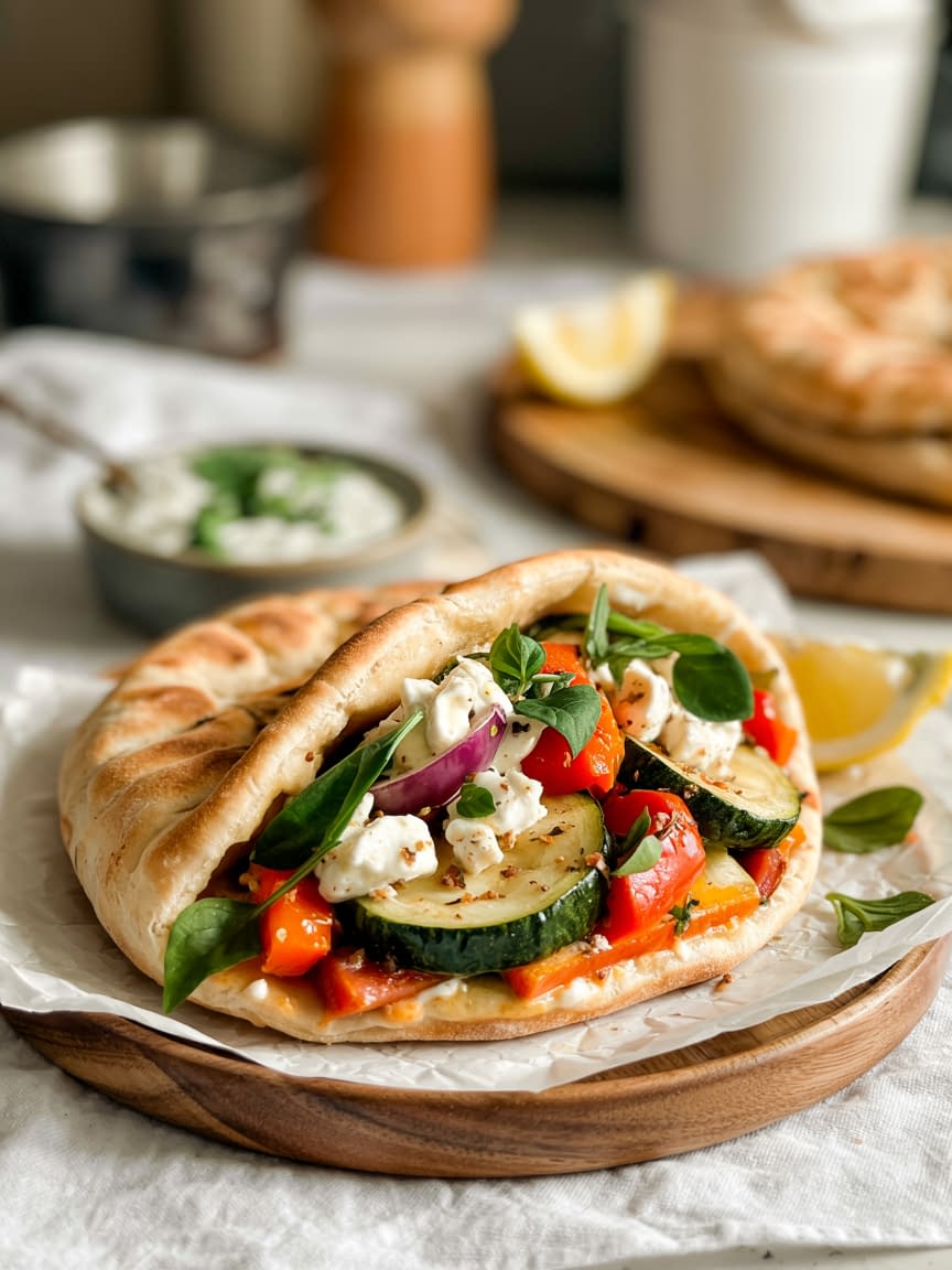 Roasted Veggie & Feta Pita Pocket - Petite Panini