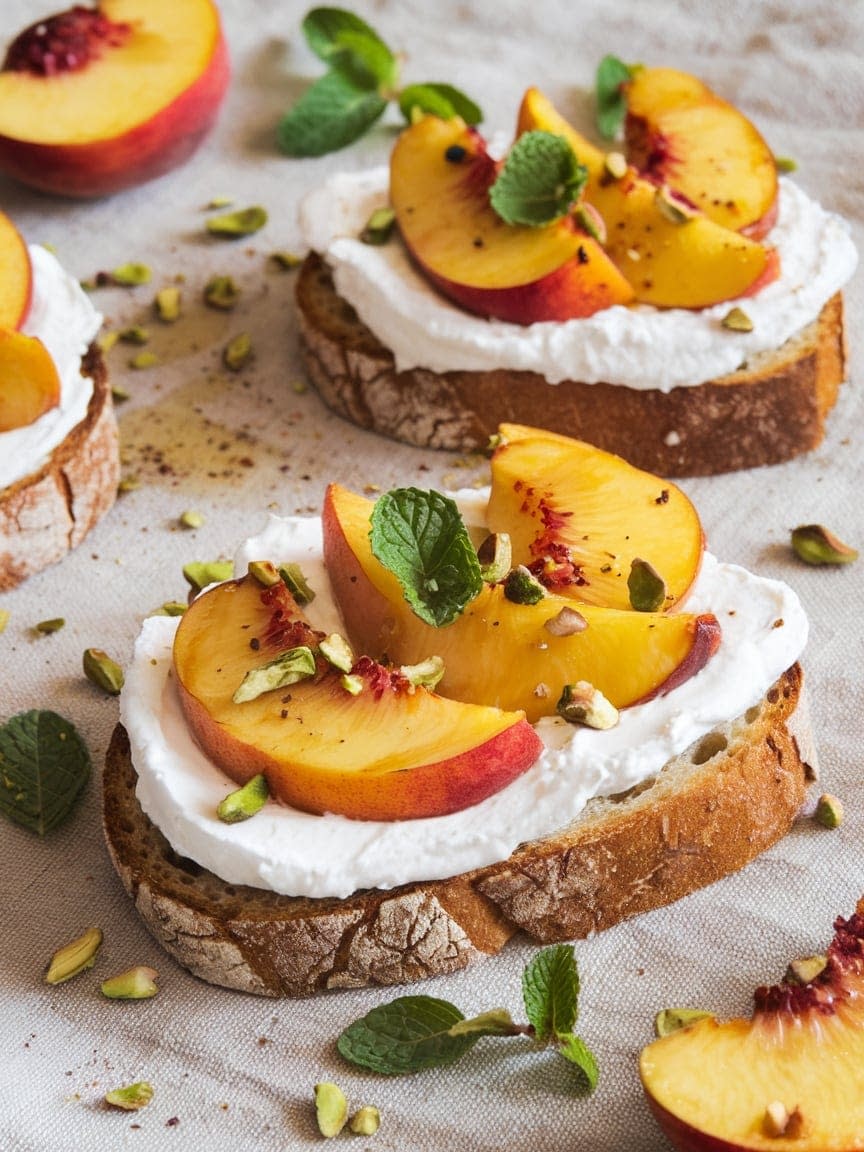 Whipped Ricotta Toast with Roasted Peaches Recipe - Petite Panini