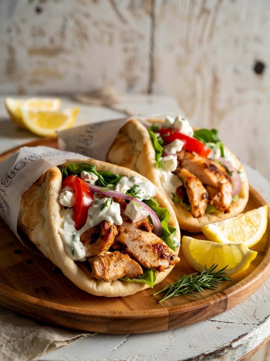 Greek chicken gyros with tzatziki Recipe - Petite Panini