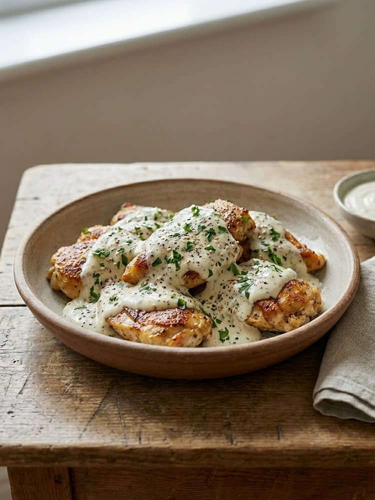 Creamy Garlic Yogurt Sauce Chicken Recipe - Petite Panini