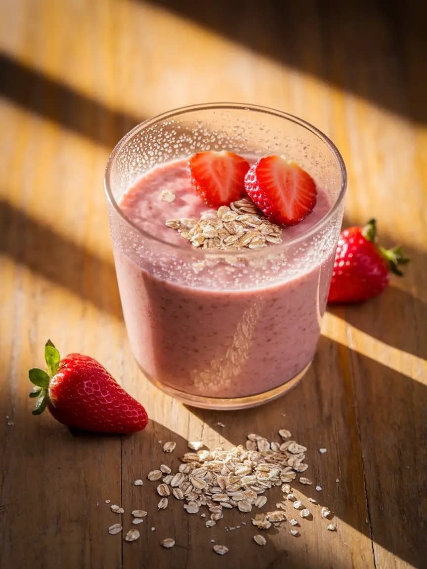 Creamy Strawberry Oatmeal Smoothie Recipe - Petite Panini